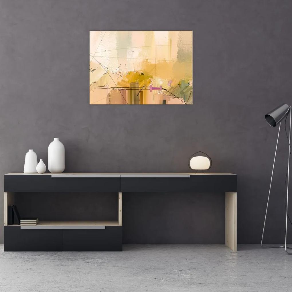 Skleněný obraz - Abstrakce, olejomalba (70x50 cm)