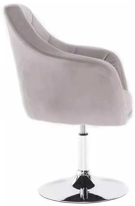 LuxuryForm DESIGN Otočné křeslo ANDORA VELUR na stříbrném talíři - světle šedé