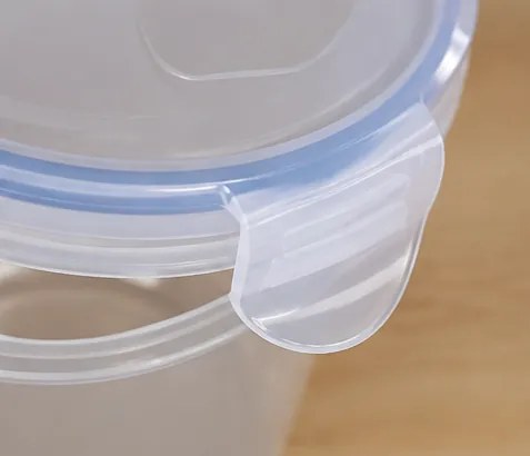 dóza na potraviny, objem 0,6 l, s víkem, plast, 8x10x10 cm, průhledná, Dekorino DP20260018