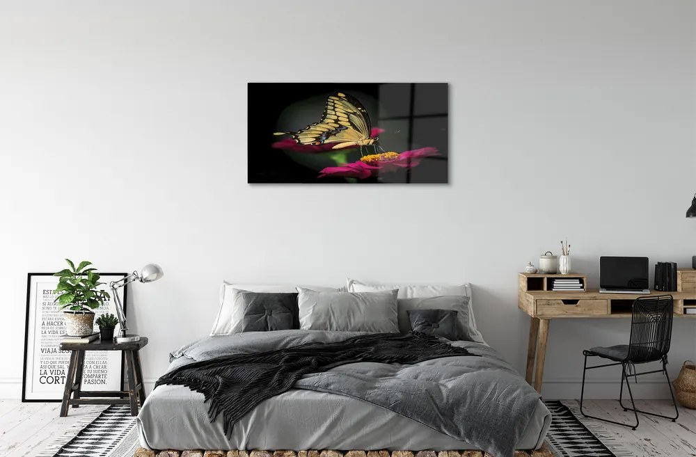 akrylový obraz Motýl na květině 100x50 cm
