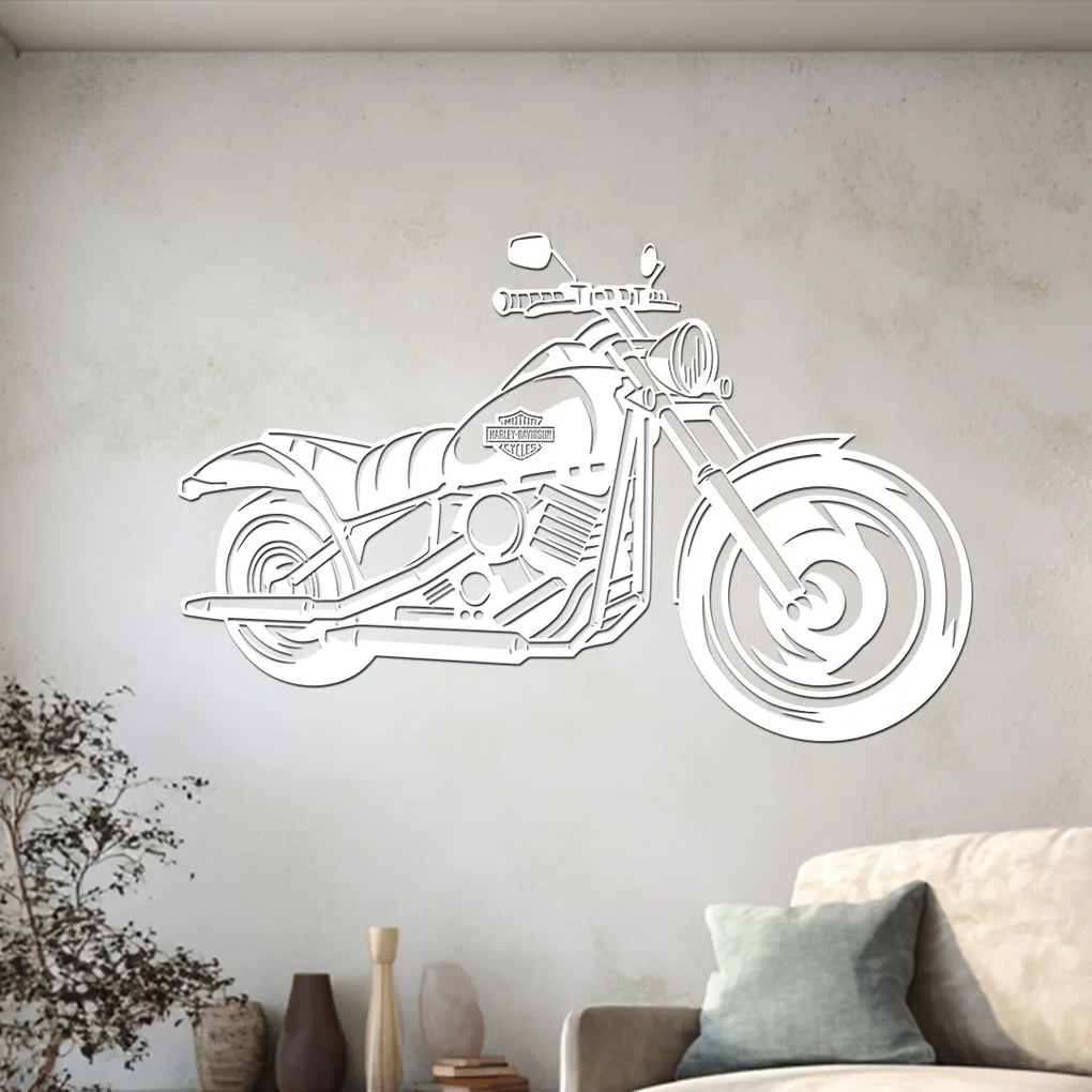 dřevo života Dřevěný obraz motorky Chopper Zvolte rozměr (cm): 80x51, Zvolte barvu dekoru: Černá