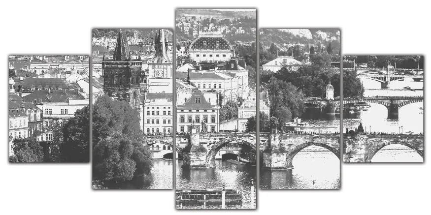 Malvis ® Obraz Praha tužkou Velikost (šířka x výška): čtyřdílné panorama - 120x30 cm