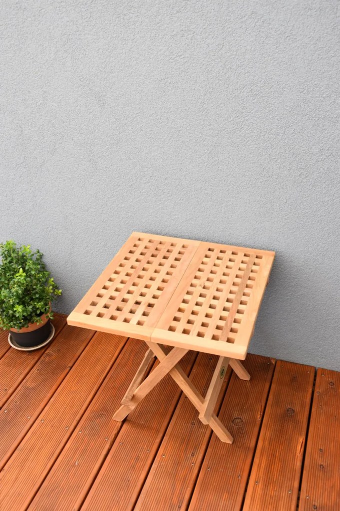 Vingo Teakový skládací stolek hranatý 50 x 50 cm