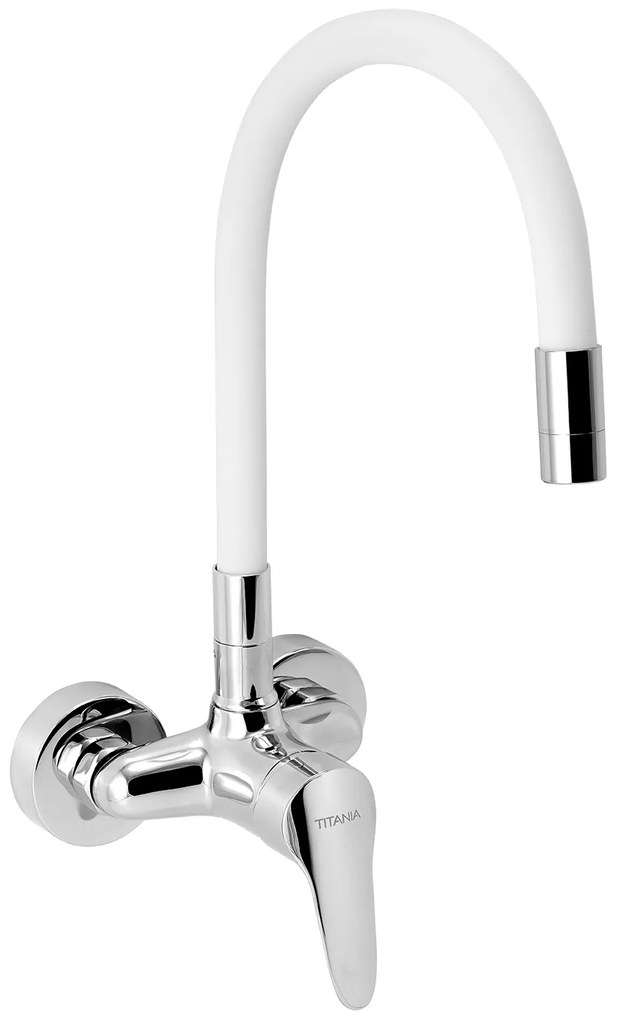 Ferro Zumba - Dřezová baterie s elastickým ramenem 100mm, bílá-chrom, 94484,0B
