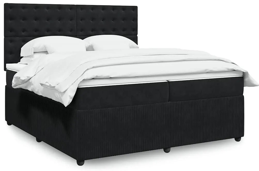 Box spring postel s matrací černá 200x200 cm samet 3294744