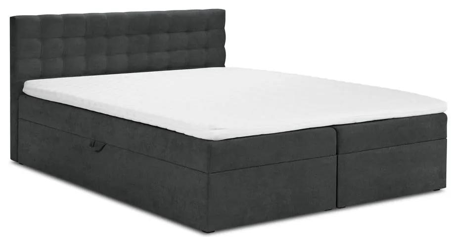 Tmavě šedá boxspring postel s úložným prostorem 200x200 cm Jade – Mazzini Beds