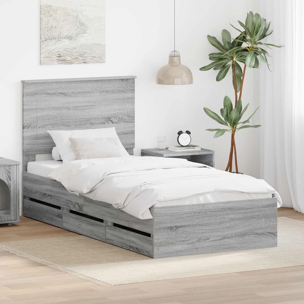 Rám postele s čelo Šedá Sonoma 75 x 190 cm Inženýrské dřevo 3409515