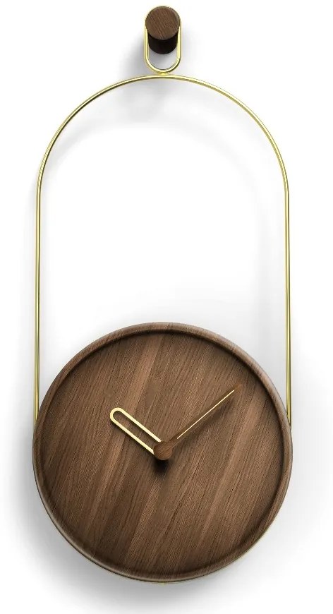 Designové nástěnné hodiny Nomon Eslabon Walnut Gold 68cm