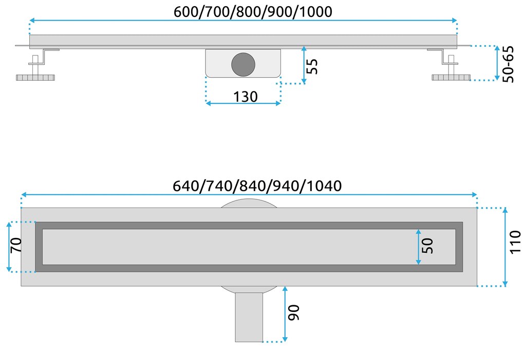Rea Neox Pro, sprchový odtokový žlab 60cm s rotačním sifonem, černá matná, REA-G7801