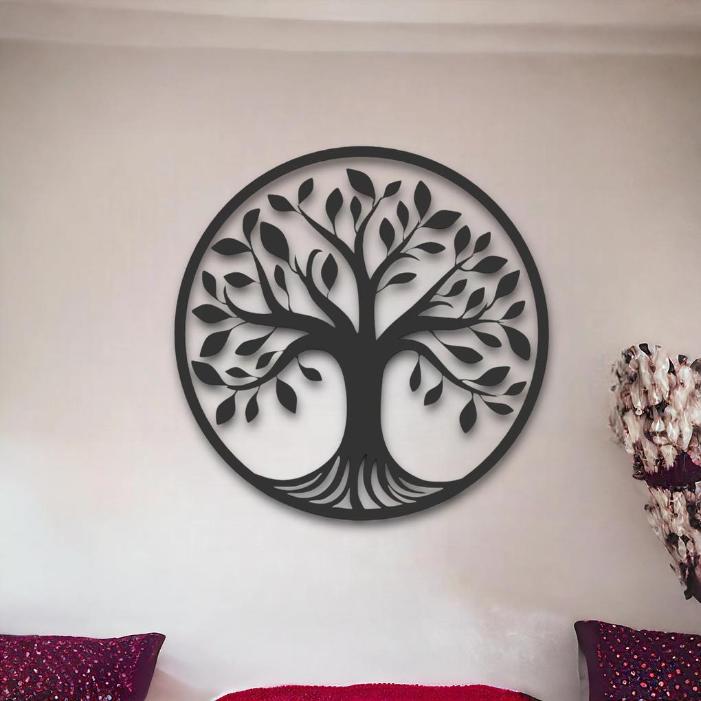 Strom života 13 - kovový obraz na zeď Velikost: 100cm, Barva: Black