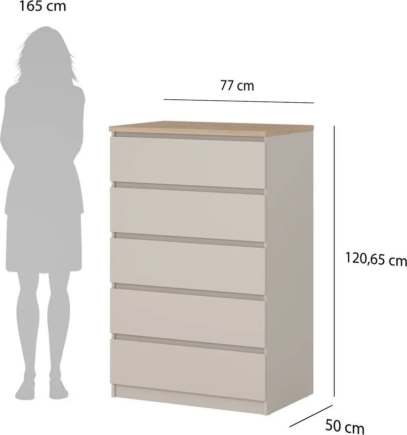 Krémová komoda 77x121x50 cm Naia – Tvilum