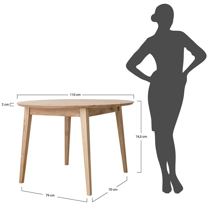 KATMANDU Stůl kulatý Orbetello, tabákový, masiv dub, 110x75x110 cm