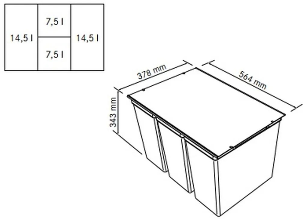 Franke Easysort 600-2-2 (2x14,5 l, 2x7,5 l), odpadkový koš 121.0494.193