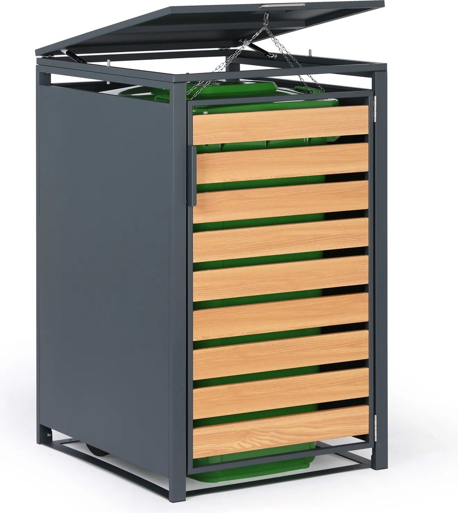 Přístřešek na popelnici 240 l, 1160 x 695 x 800 mm, dekor dřeva