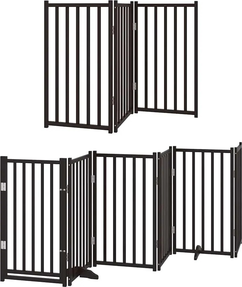 Zábrana pro psy s dvířky skládací 15 panelů černá 750 cm topol 3155714