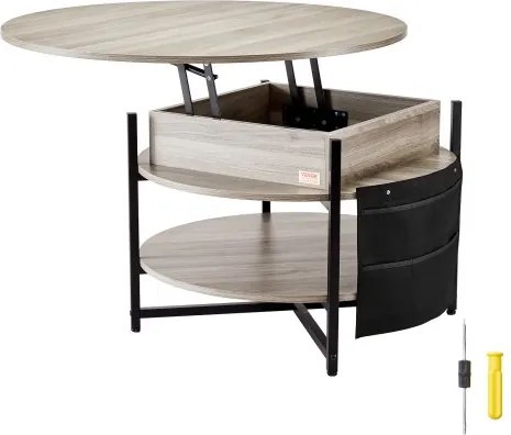 Konferenční stolek Lift Top 89,7 cm kulatý do obývacího pokoje Bílý