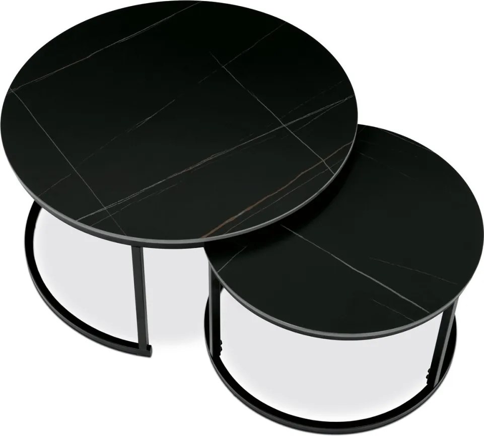 Konferenční stolek 80x80x43cm AHG-404 BK, slinutá keramika, mramor