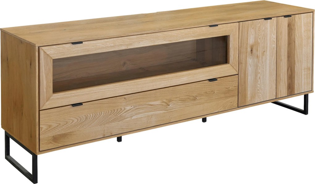 XXXLutz KOMODA POD TELEVIZI, dub, černá, barvy dubu, 182/66,4/45 cm Carryhome - Online Only obývací stěny - 001416002308