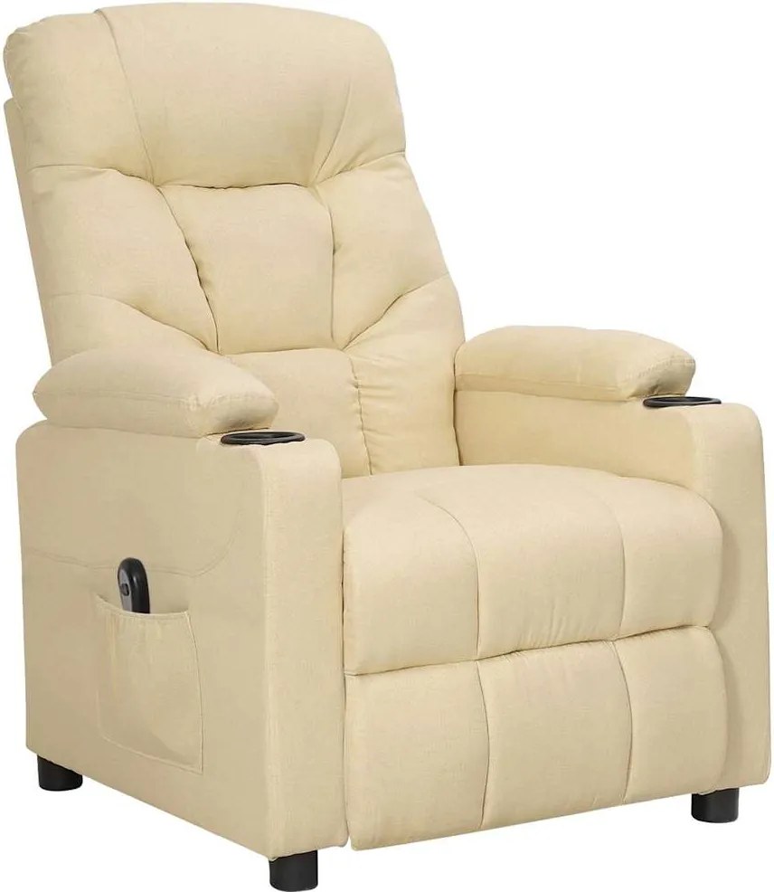 Elektrické polohovací křeslo krémové textil 3098824