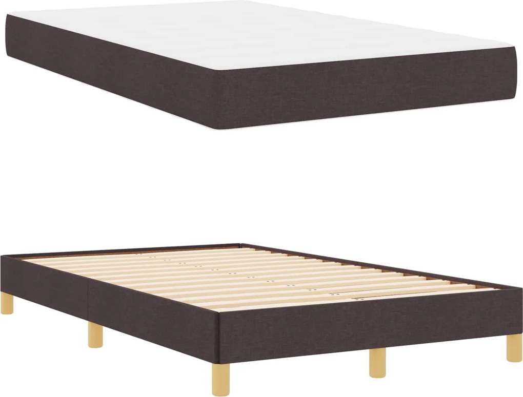 Postel s boxspringem s matrací Tmavě hnědá 120 x 200 cm textil 3398559