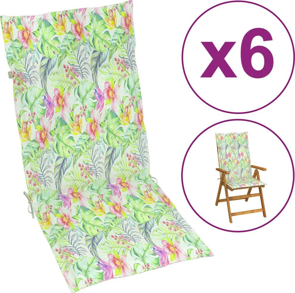 vidaXL Podušky na židli vysoké opěradlo 6 ks 120x50x3cm textil [314111] Barva: Béžová