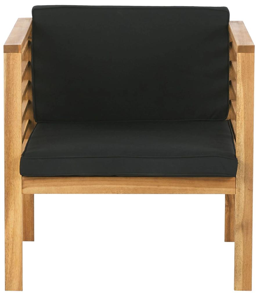 Zahradní sedací souprava stolu a židlí s černými poduškami PACIFIC Beliani