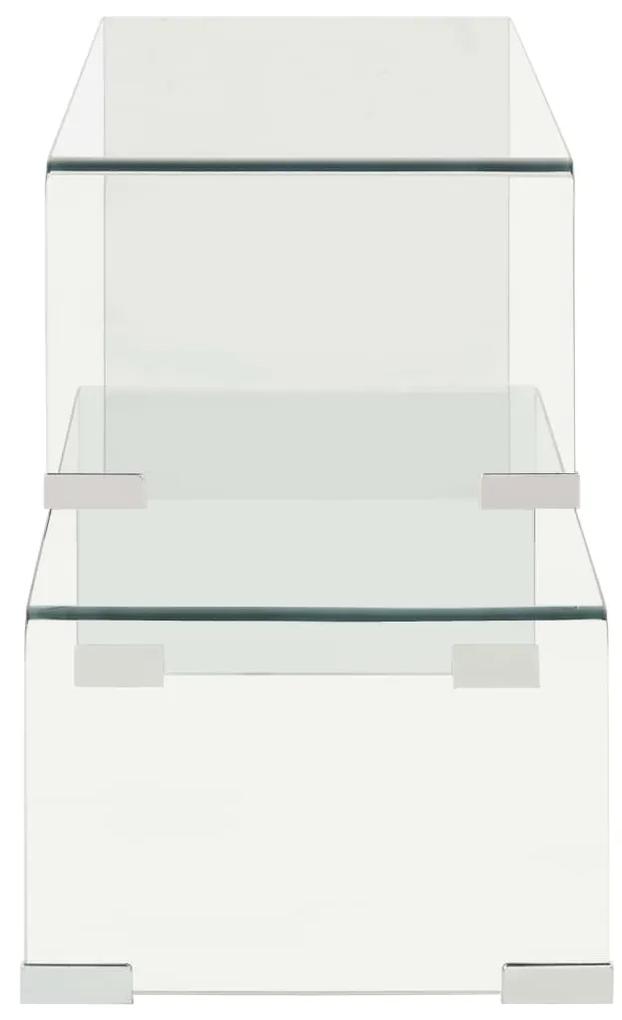 Konferenční stolek - 2-dílný - 90x30x20 - 110x30x40 cm | tvrzené sklo