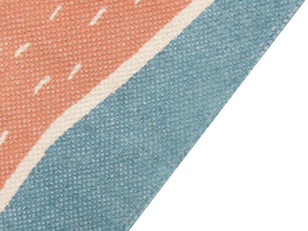 Dětský bavlněný koberec 80 x 150 cm modrý/oranžový ISAK Beliani