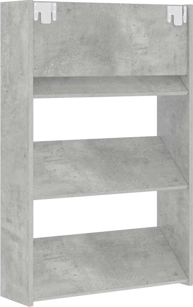 botník, závěsný, 3 patra, kompozitní dřevo, 90x60x18 cm, beton šedá, Dekorino BB20260031