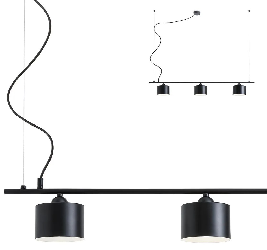 Redo Group 01-1551 Miler, černé závěsné svítidlo v severském stylu, 3x42W E27, délka 110cm