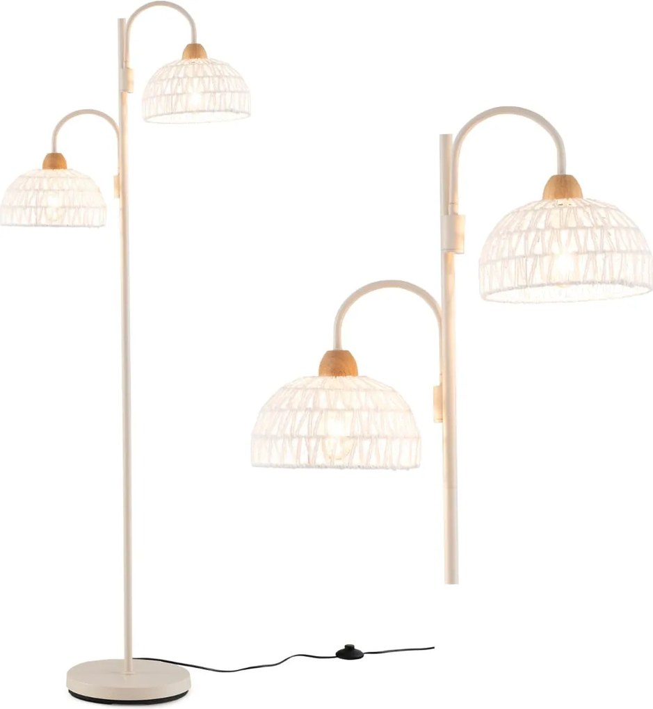 Costway Stojací lampa se 2 světly a nožním spínačem otočná stromová lampa o 350°