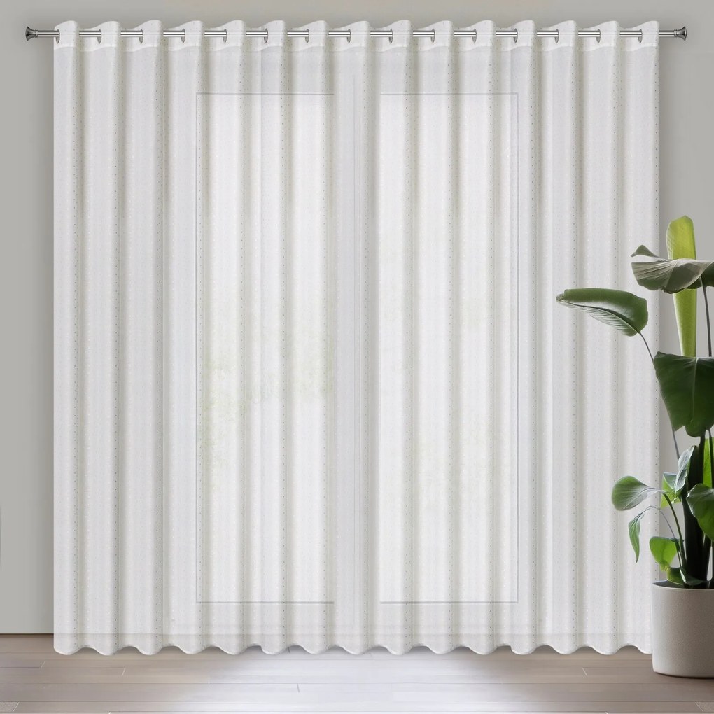 ZÁCLONA NA KROUŽCÍCH SIBEL 300 CM X 250 CM CM BÍLÁ