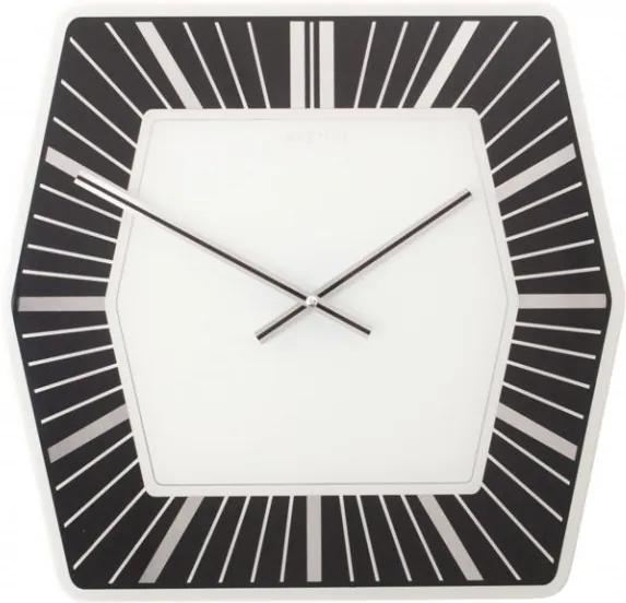 Skleněné nástěnné hodiny HEXAGON BLACK