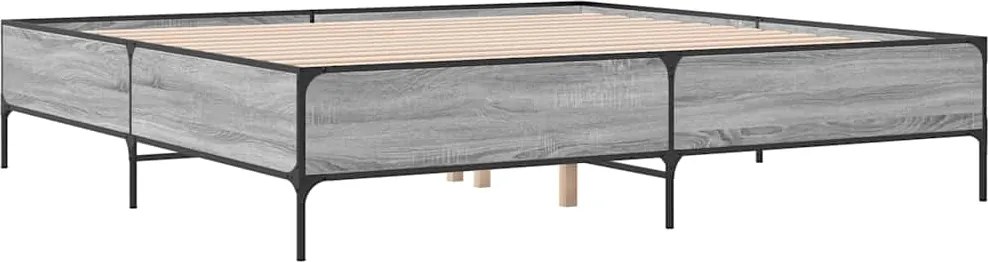 Rám postele šedý sonoma 200 x 200 cm kompozitní dřevo a kov 3279780