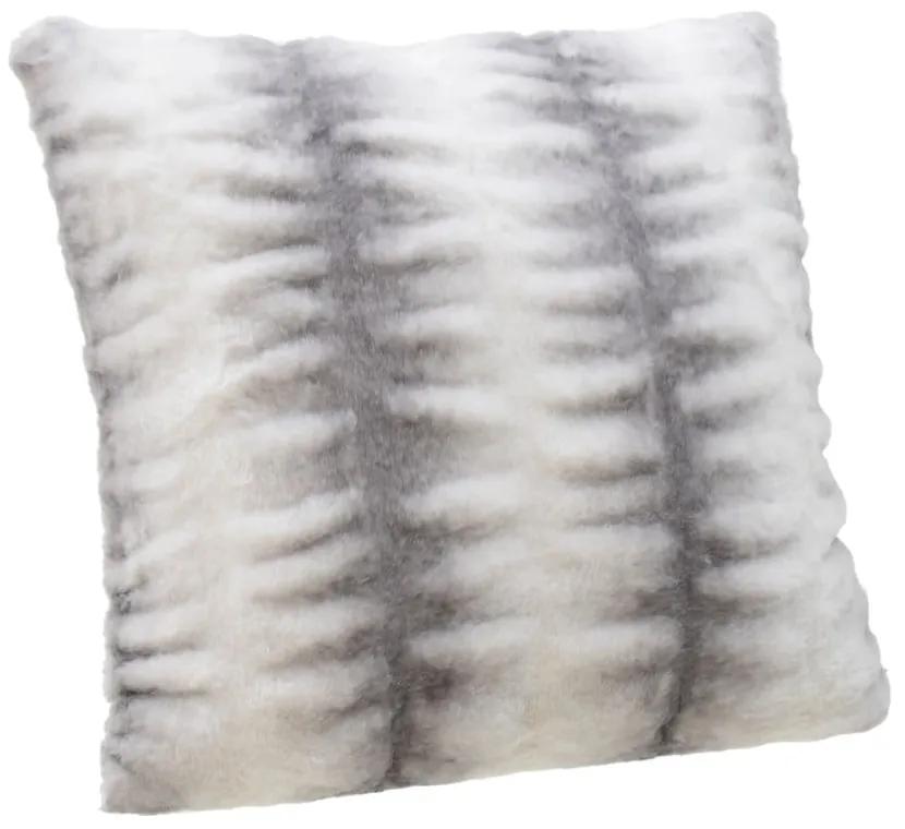 Bílo-šedý polštář InArt Furry, 40 x 40 cm