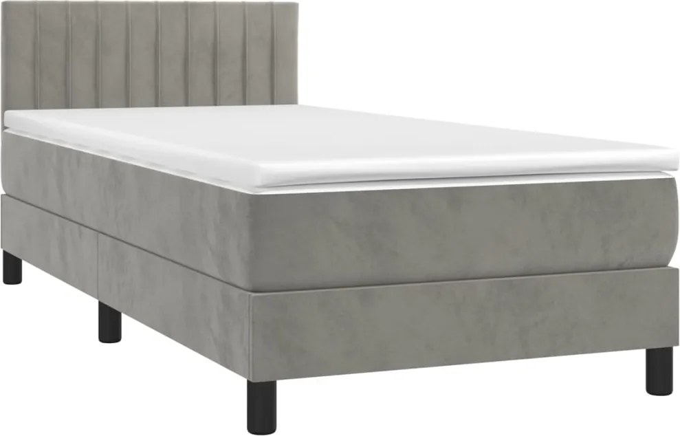Box spring postel s matrací světle šedá 100x200 cm samet 3141407