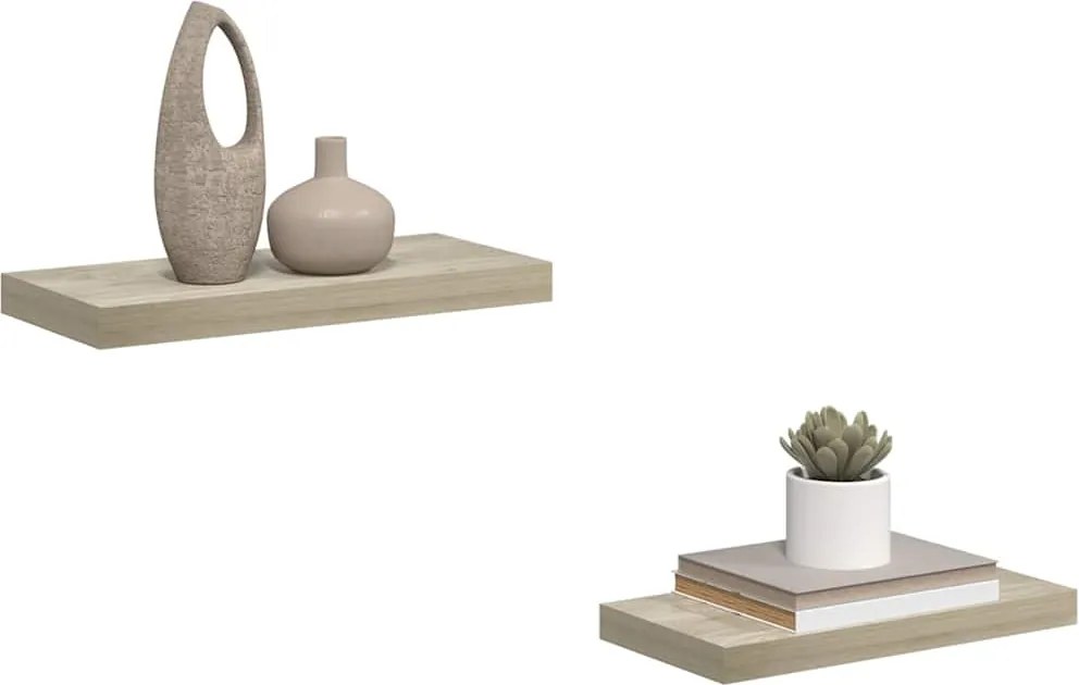 Plovoucí nástěnné police 2 ks dub 50 x 23,5 x 3,8 cm MDF 323872