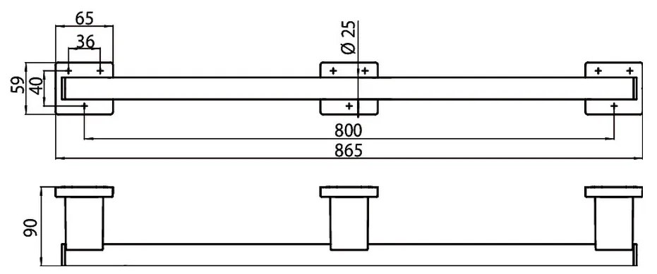 Emco System 2 - Madlo do koupelny 865 mm, chrom 357000102