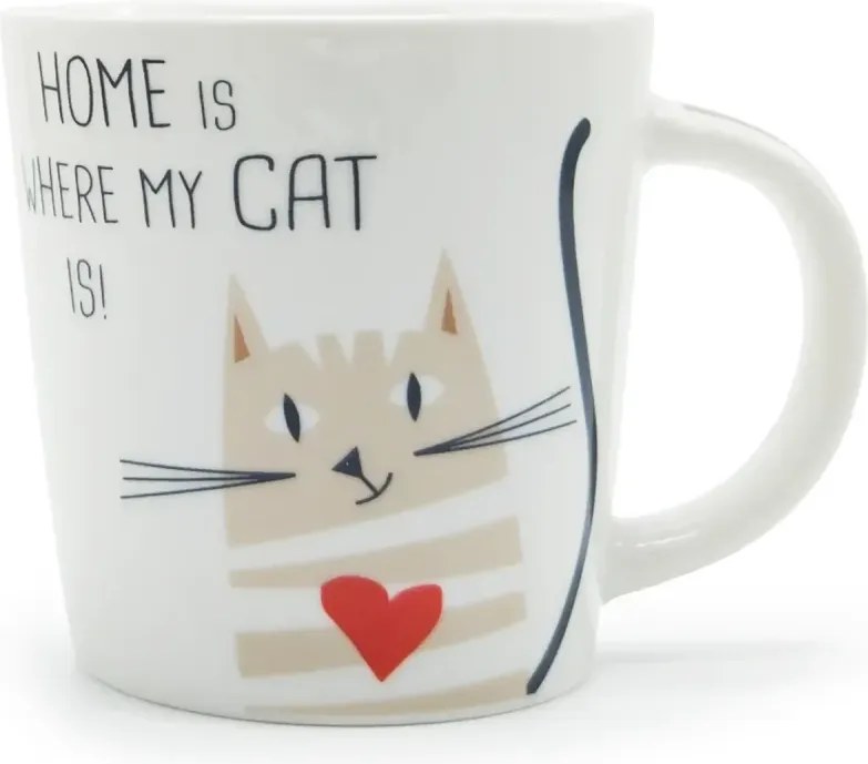 Porcelánový hrnek Home is where my cat is, 400 ml – dárek pro milovníky koček