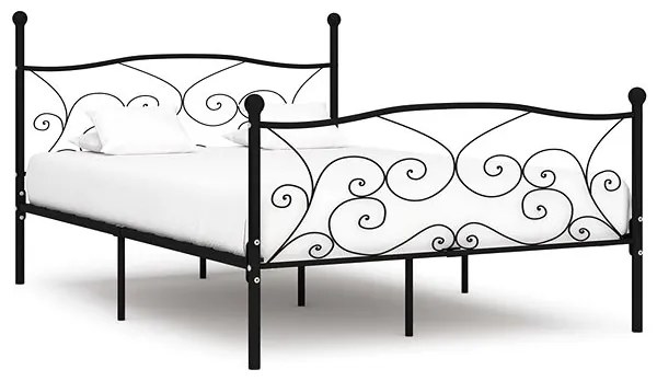 Rám postele s laťkovým roštem černý kov 160x200 cm