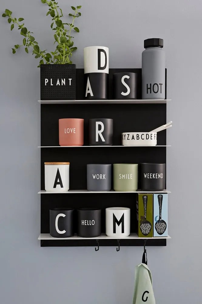 DESIGN LETTERS Porcelánový hrneček dózička Letters Black T černá porcelán 300 ml