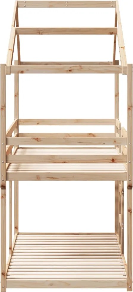 Patrová postel se střechou 80 x 200 cm masivní borové dřevo 3282041