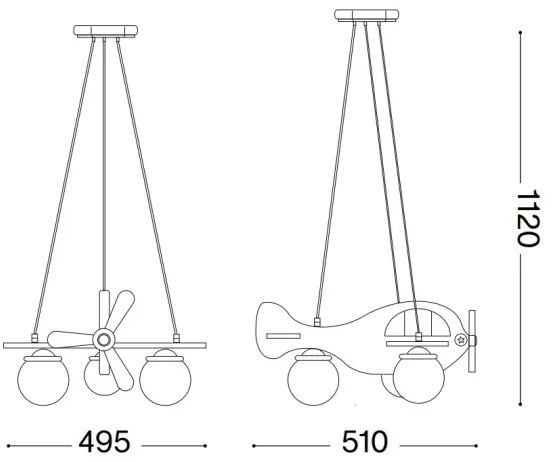 Ideal Lux - Dětský lustr na lanku AVION 3xE14/28W/230V modrá