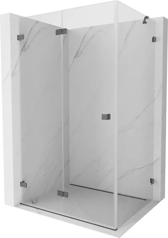 Mexen Lunar-F, sklápěcí sprchový kout levý 100 x 90 cm, 8mm čiré sklo, pistolově šedý kartáčovaný - 836-100-090-66-00-L