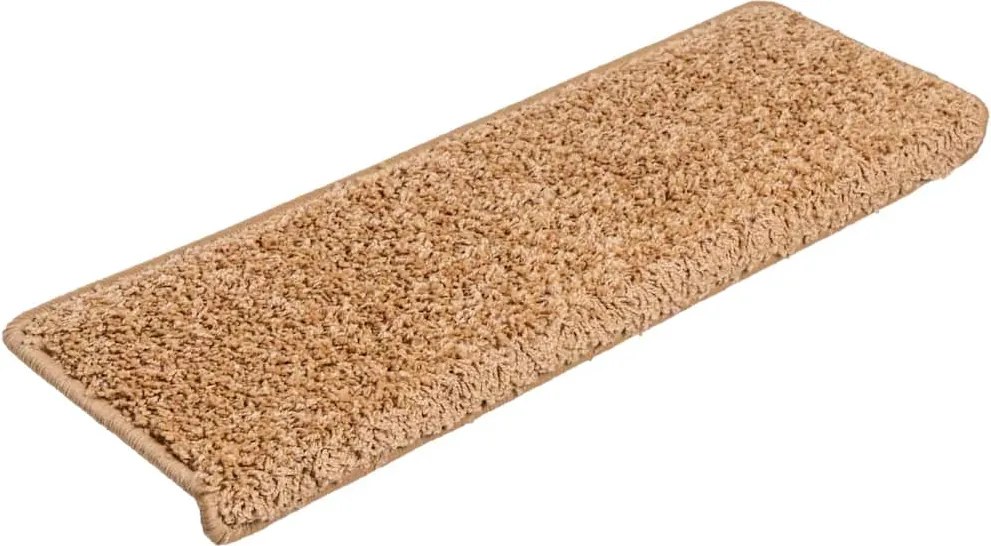 Schodové rohože 10 ks 65 x 21 x 4 cm béžové s obdélníkovým okrajem 149819