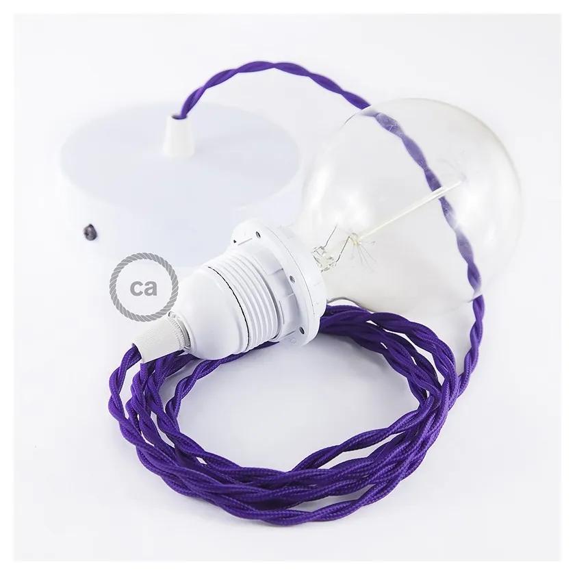 creative cables Závěsné svítidlo pro stínidla s fialovým zkrouceným hedvábným textilním kabelem TM14 Velikost: 100 cm, Barva: Měď, Montáž: Sestavený