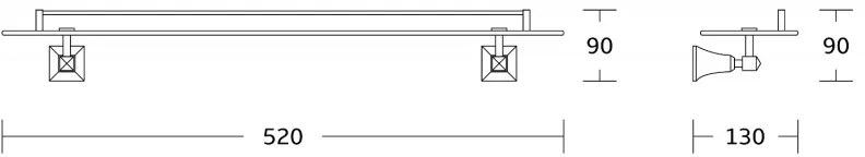 Mexen Dalia koupelnová skleněná polička, černá, 7017337-70
