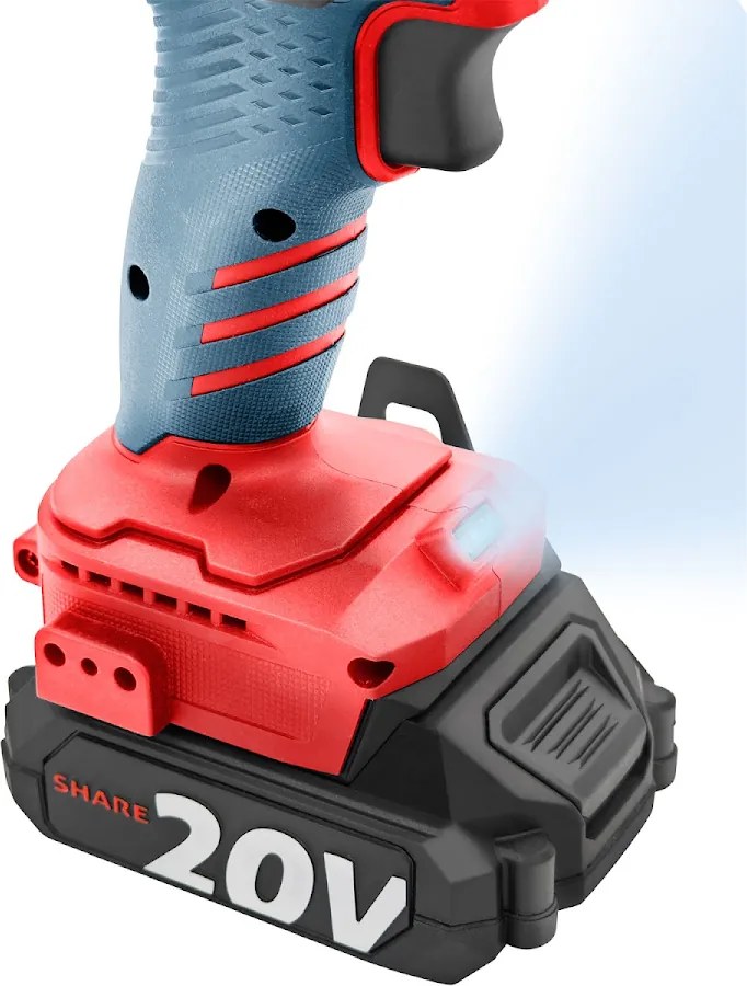 Vrtací šroubovák aku s příklepem SHARE20V, BRUSHLESS, 2Ah, EXTOL PREMIUM 8891808