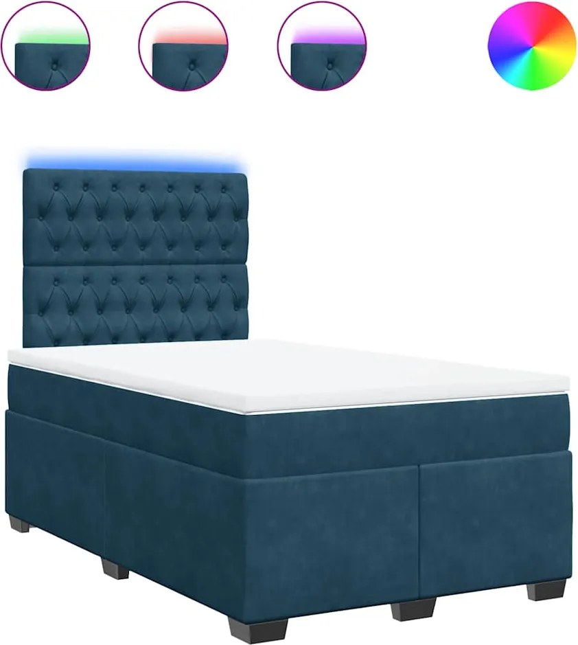 Box spring postel s matrací modrá 120 x 190 cm samet 3293168