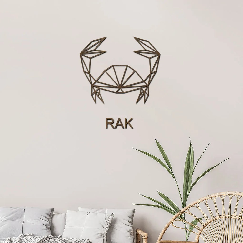 dřevo života Dřevěná samolepka na zeď znamení RAK Zvolte rozměr (cm): 60x51, Zvolte barvu dekoru: Dub Sonoma